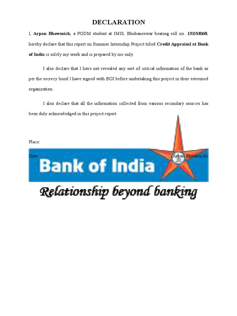 Bank of India | Letter Of Credit | Guarantee
