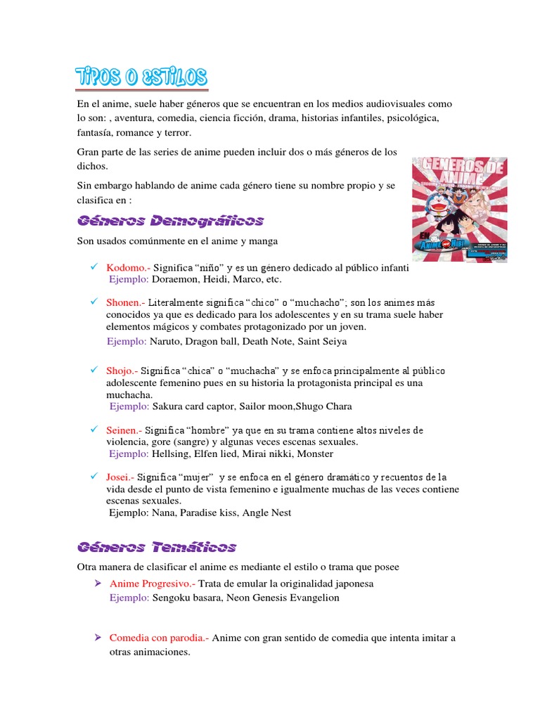 Generos de Anime | PDF | Anime | Manga