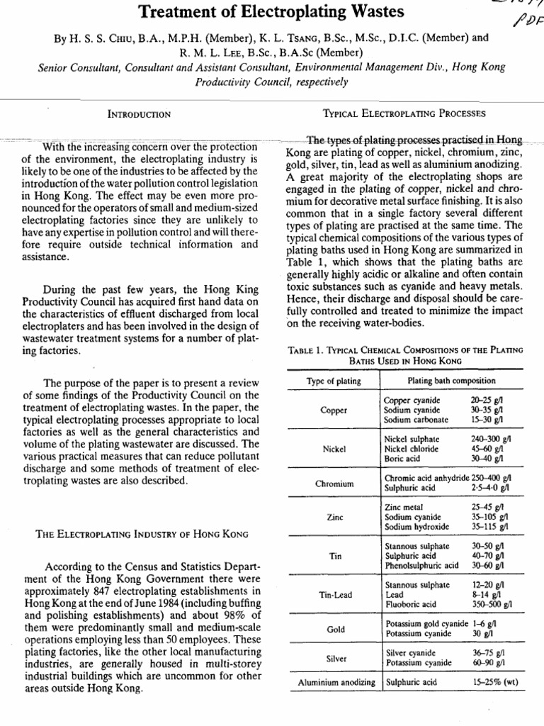 Treatment of Electroplating Waste | PDF | Chromium | Ion Exchange