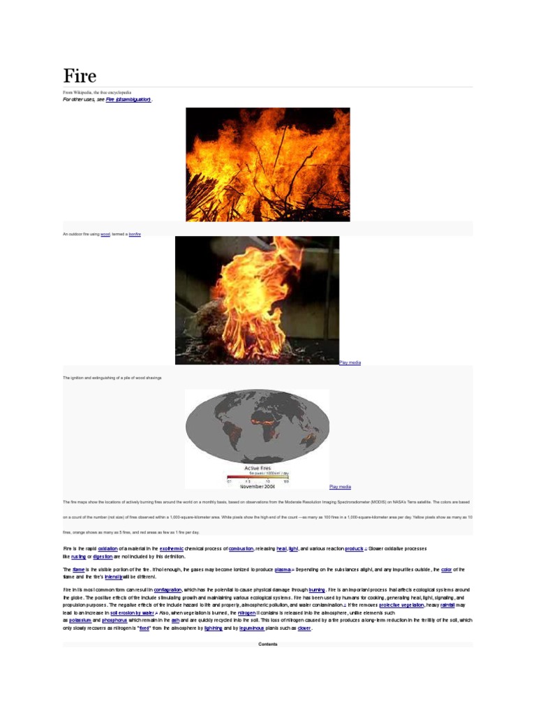 Fire (Disambiguation) : For Other Uses, See | PDF | Fires | Chemical ...