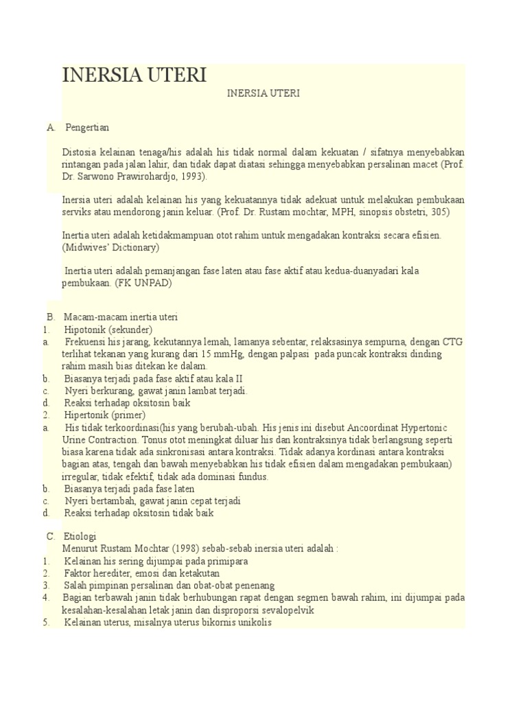 Inersia Uteri | PDF | Sains & Matematika