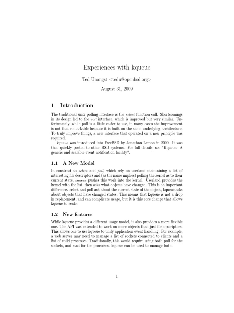 Experiences With Kqueue | Download Free PDF | Parameter (Computer Programming) | Application ...