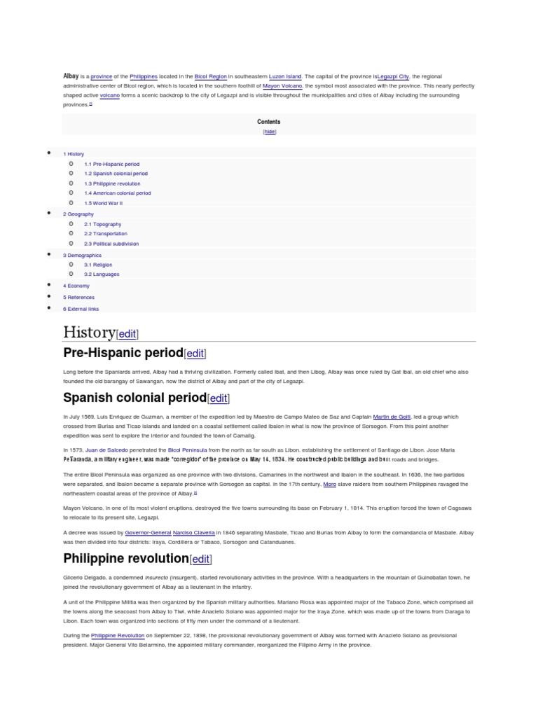 Province of Albay History | PDF | Military | Philippines