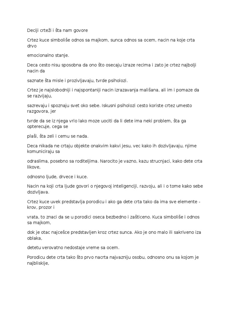 Deciji Crtezi I Njihovo Znacenje | PDF