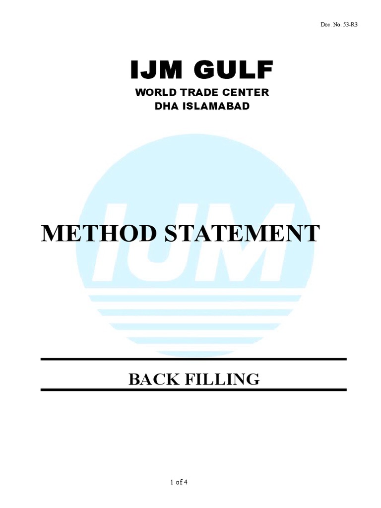 Method Statement For BACK FILLING Final | PDF | Industries | Engineering