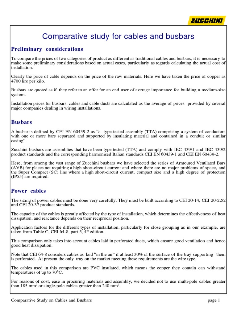 Busbar Vs Cable | PDF | Cable | Transformer