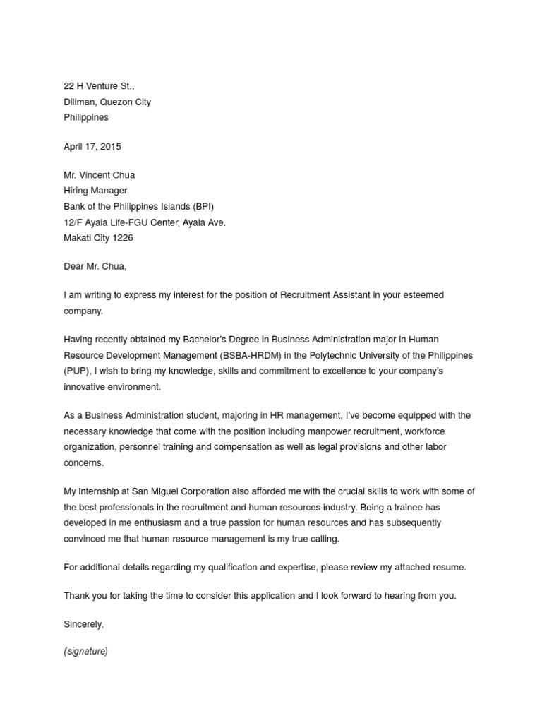 Sample of Apllication Letter | PDF