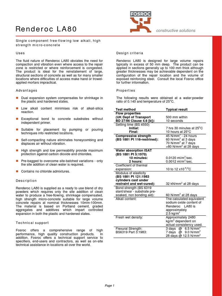 Renderoc LA80 | PDF | Corrosion | Concrete