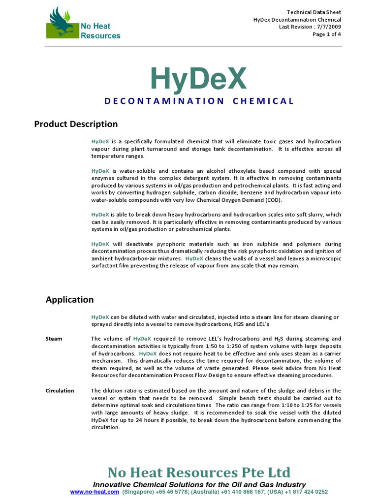 HyDeX Chemical Data Sheet | PDF | Hydrocarbons | Iron