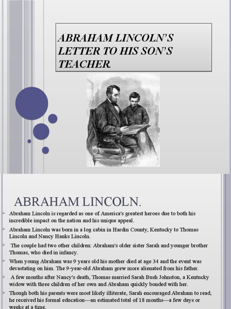 Lincoln's Letter to His Son's Teacher | PDF | Abraham Lincoln