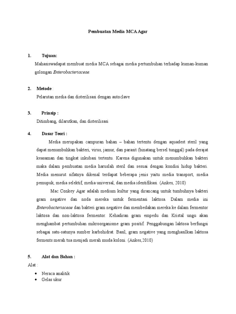 Membuat Media MCA untuk Membedakan Bakteri Enterobacteriaceae ...