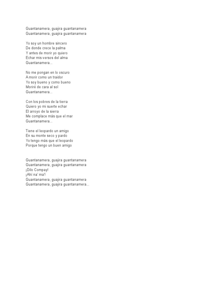Guantanamera Lyrics | PDF