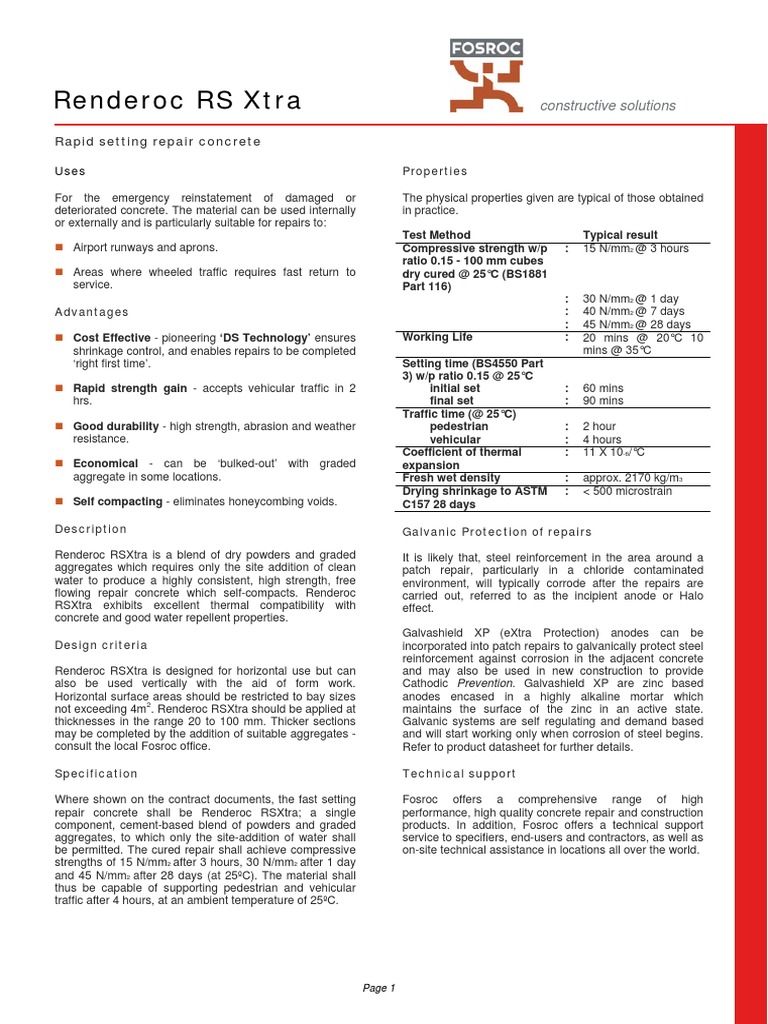 Renderoc Rsxtra | PDF | Corrosion | Concrete