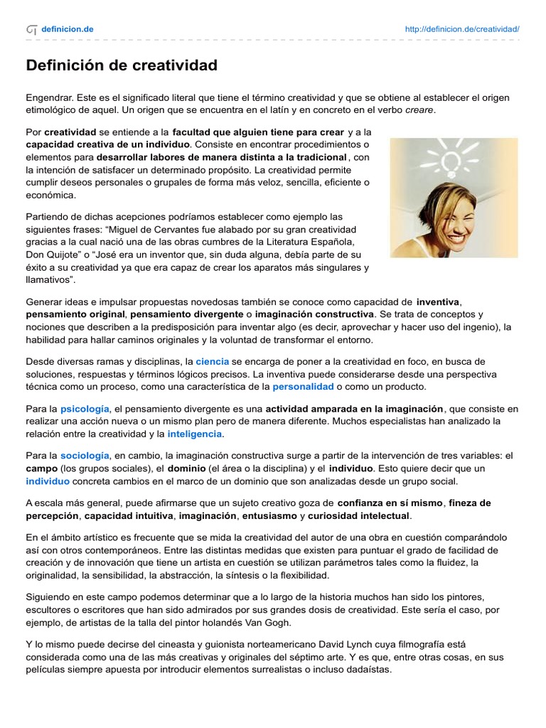 Definicion de Creatividad | PDF | Creatividad | Epistemología
