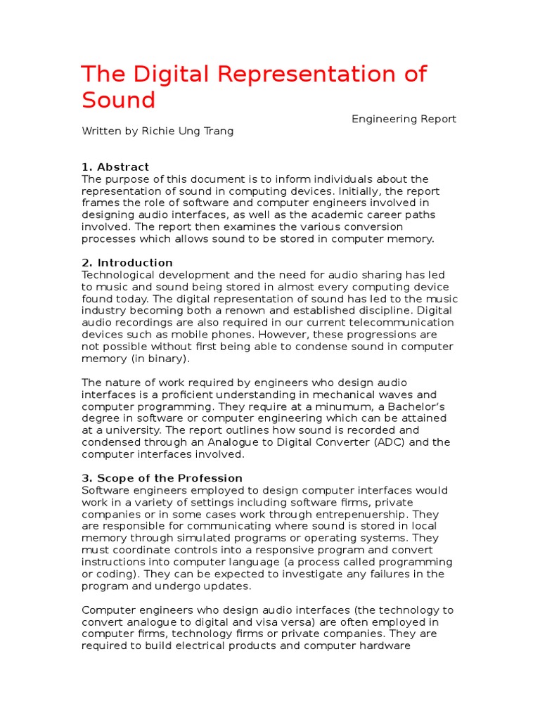 Digital Sound Representation Explained | PDF | Analog To Digital ...