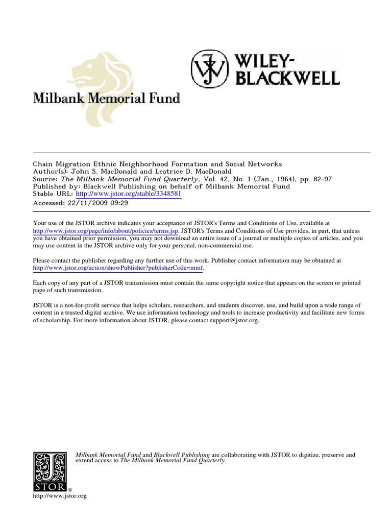 MacDonald, J.& MacDonald, L. (1974) | PDF | Immigration | Human Migration