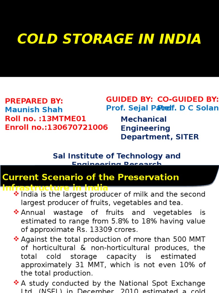 Cold Storage Seminar | PDF | Refrigeration | Warehouse