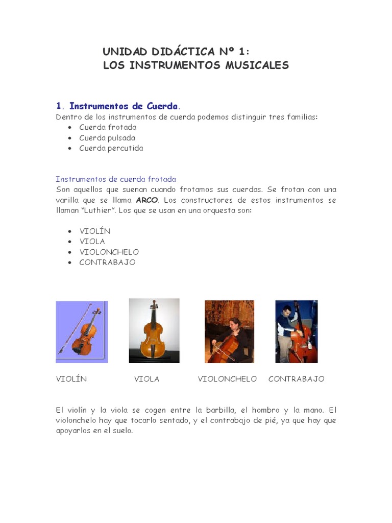 Instrumentos Musicales: Cuerda, Viento y Percusión | PDF | Instrumentos ...
