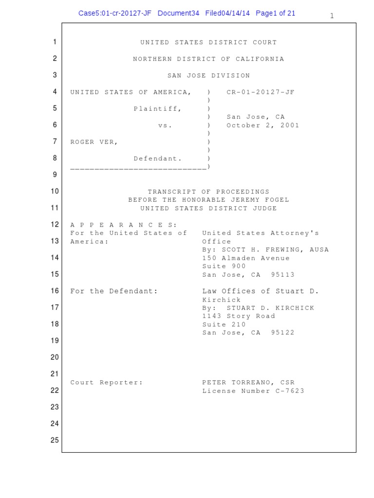 First Ver Hearing Transcript.pdf | United States Federal Probation And ...