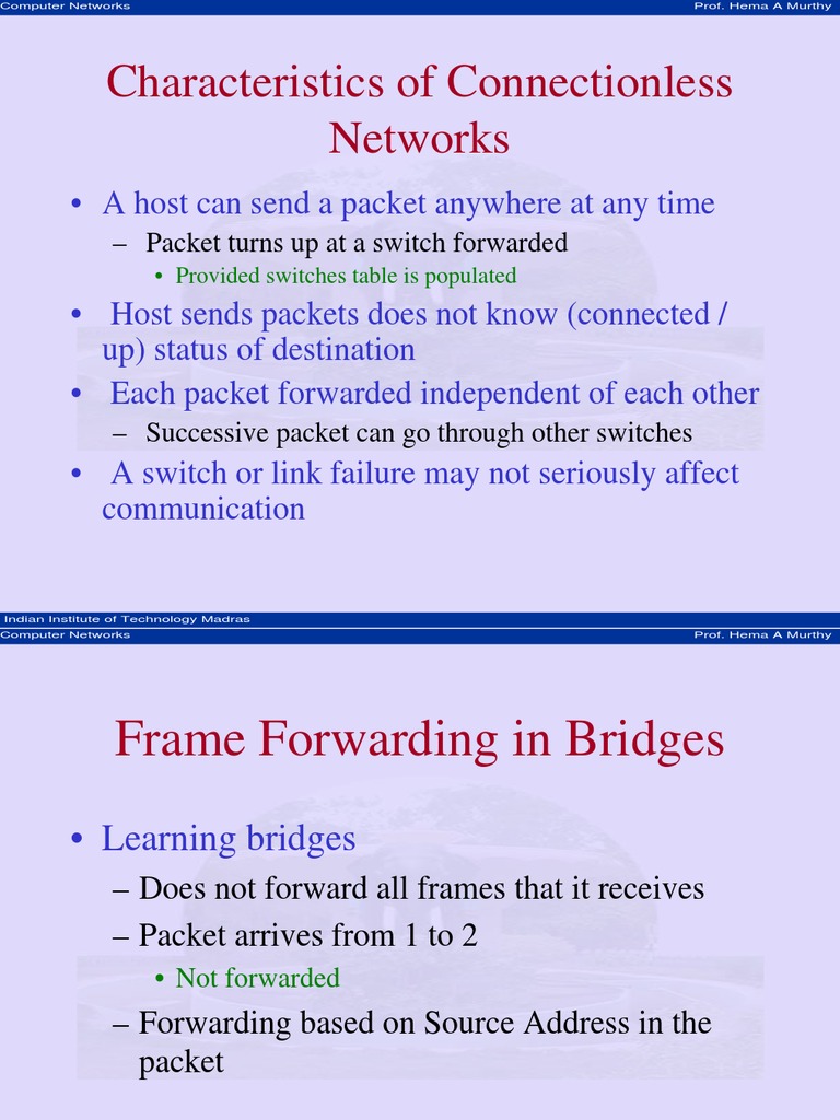 Characteristics of Connectionless Networks: - A Host Can Send A Packet ...