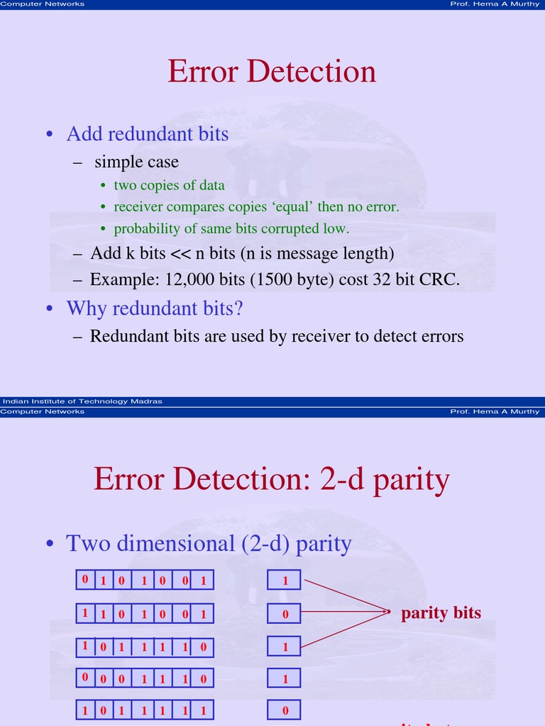 Error Detection: - Add Redundant Bits | PDF | Error Detection And Correction | Error