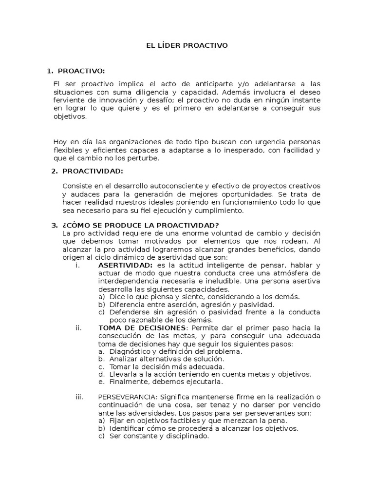 El Líder Proactivo | PDF | Toma de decisiones | Liderazgo