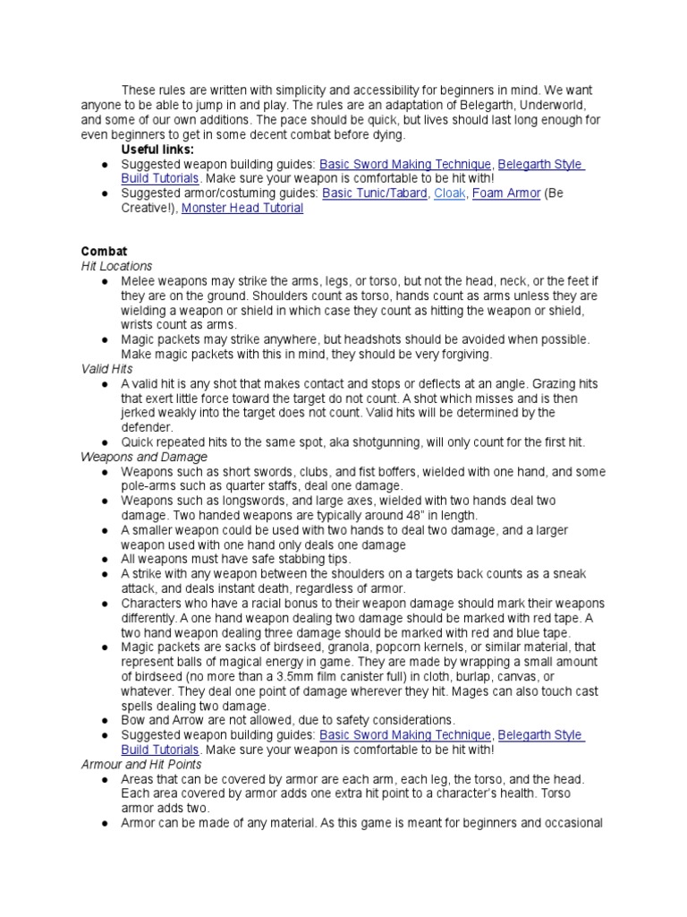 Easy LARP Rules | PDF | Dwarf (Dungeons & Dragons) | Elves