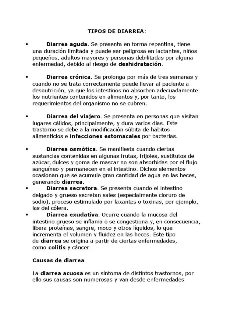 Tipos de Diarrea | PDF | Diarrea | Rtt