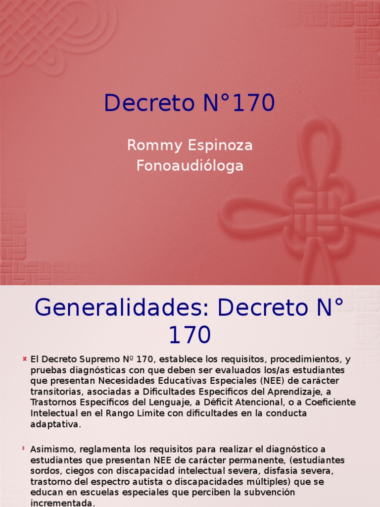 Resumen Decreto 170 | PDF | Sicología | Cognición
