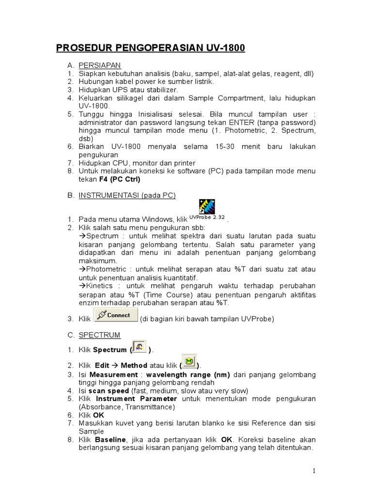 Sop Uv 1800 (Uvprobe) | PDF