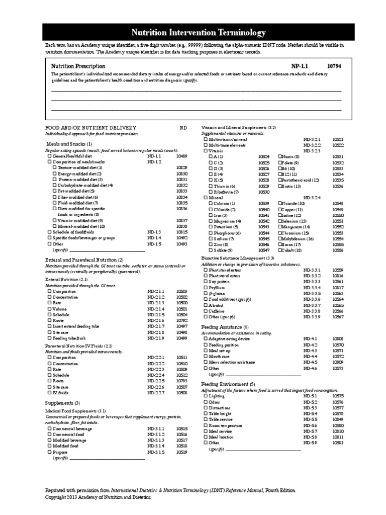 Nutrition Intervention Terminology | PDF | Diet (Nutrition) | Diet ...