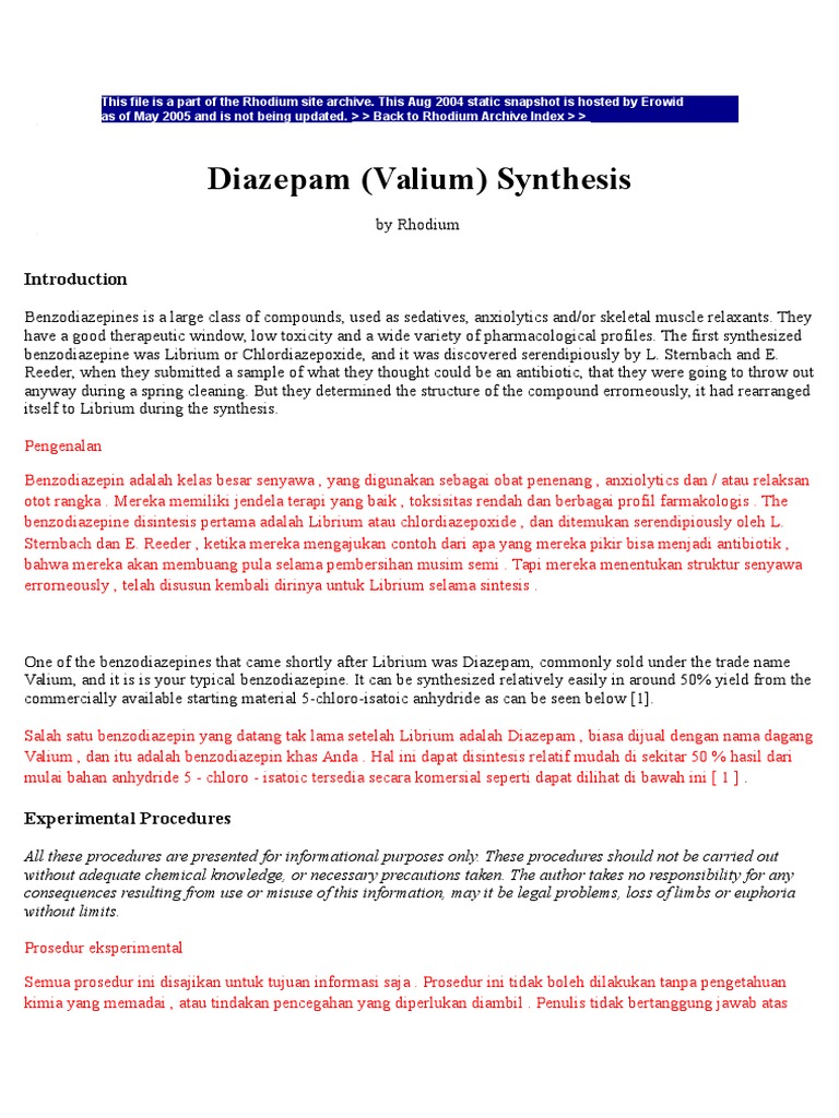 Diazepam Synthesis Guide | PDF | Sodium Hydroxide | Benzodiazepine