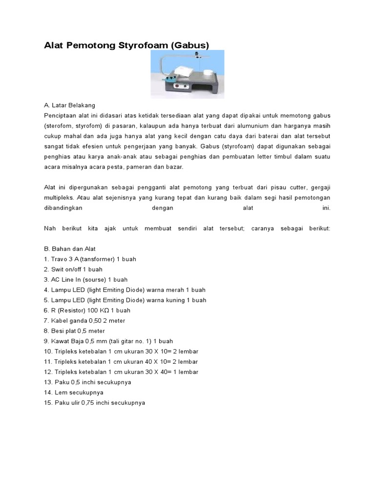 Alat Pemotong Styrofoam | PDF | Sains & Matematika | Teknologi & Rekayasa