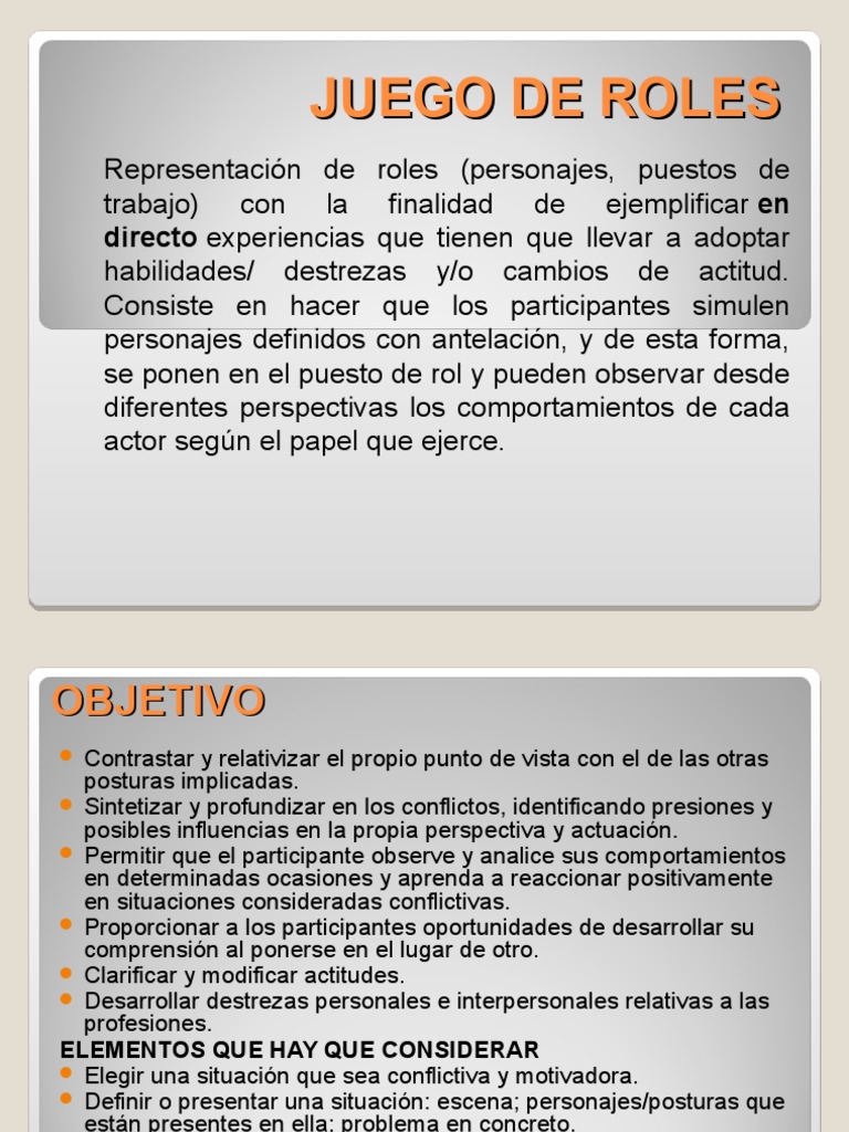 Juego de Roles: Definición y Objetivos | PDF | Conflicto (proceso ...