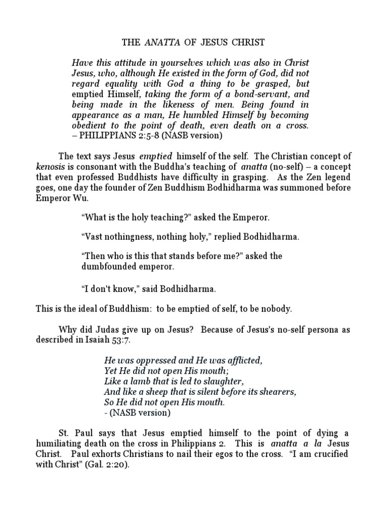 Anatta in the Teachings of Jesus | PDF | Jesus | Religious Belief And ...