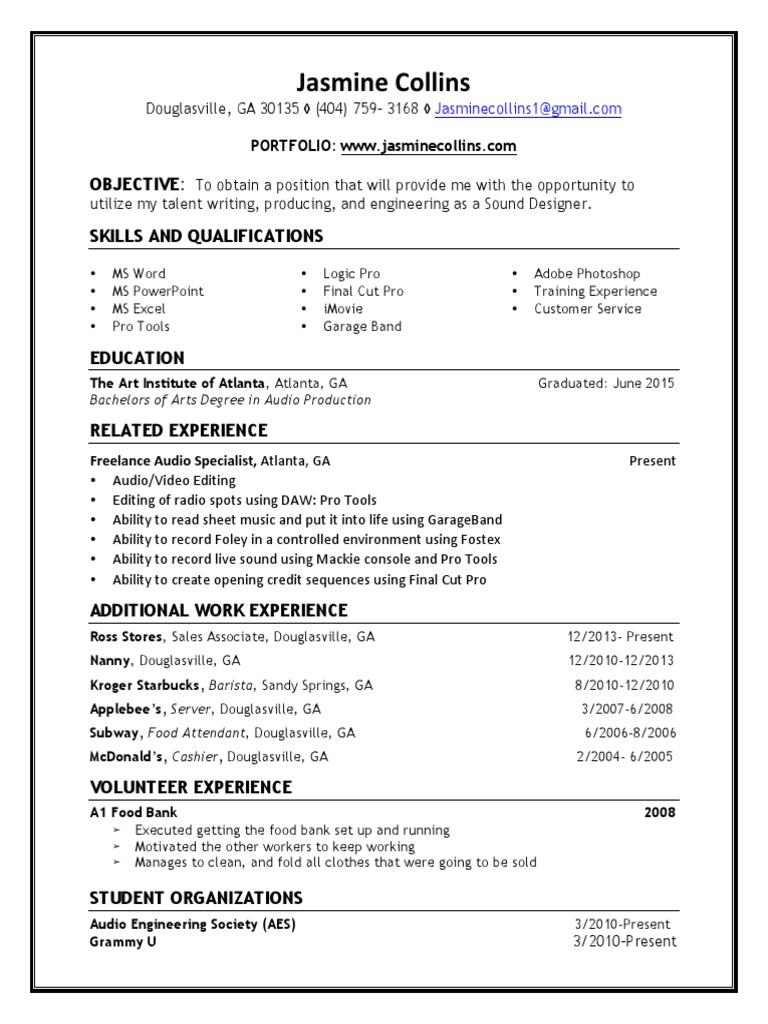 Jasmine Collins Resume | PDF