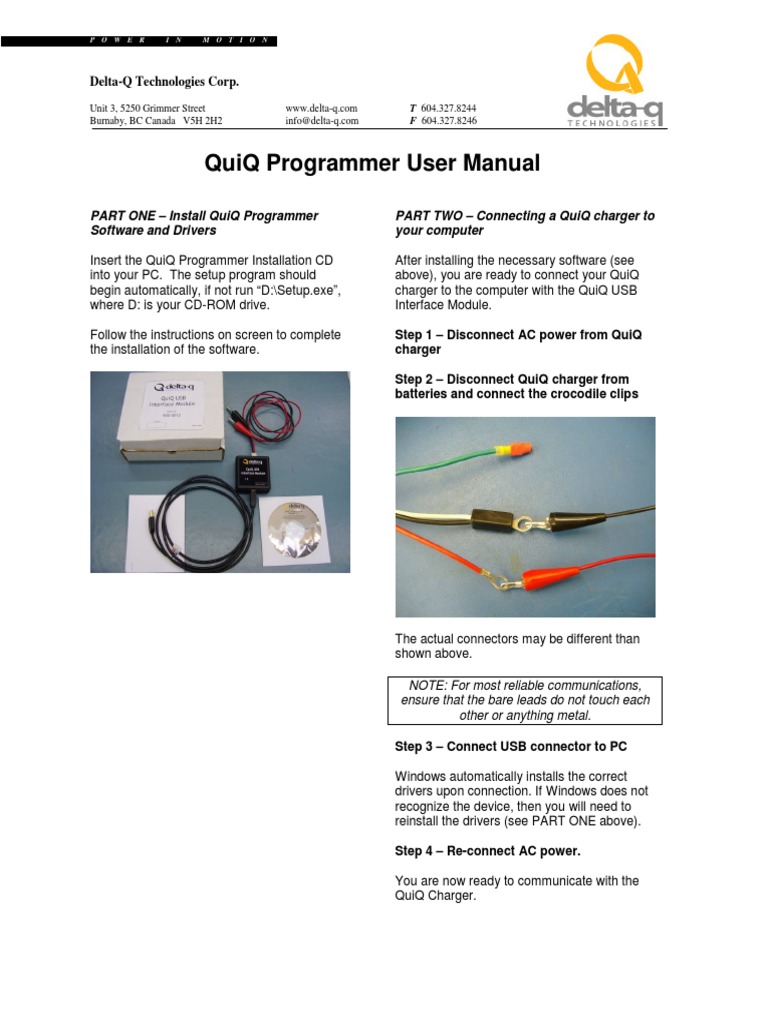 DeltaQ Programmer | PDF | Battery Charger | Usb