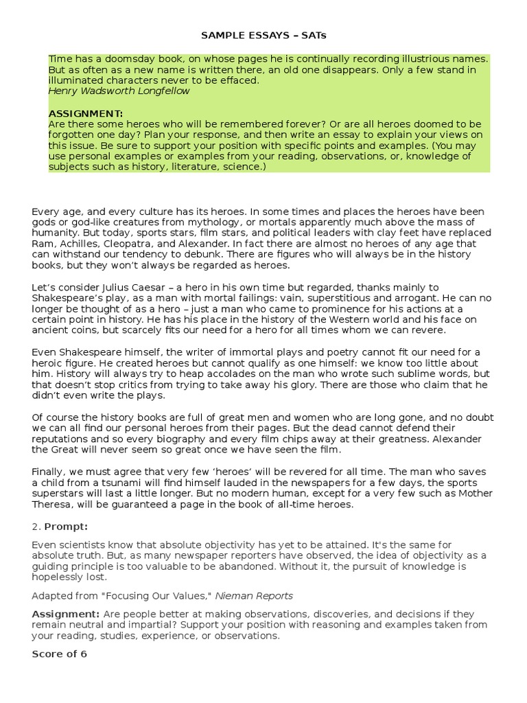 Sample Essays | PDF | Observation | Hero