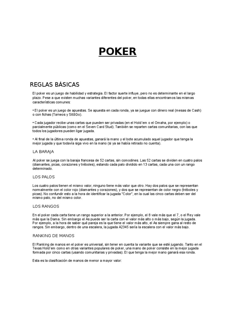 Poker | PDF | Texas Hold 'Em | Juegos de mesa
