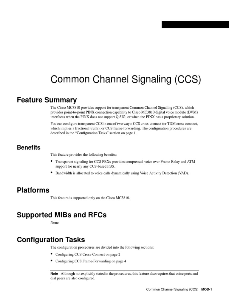 Common Channel Signaling (CCS) Feature Summary | PDF | Asynchronous ...