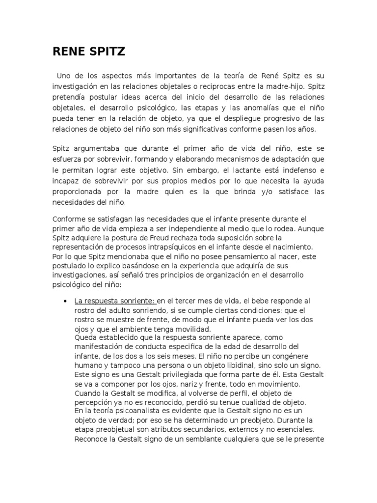 Rene Spitz | PDF | Percepción | Sicología