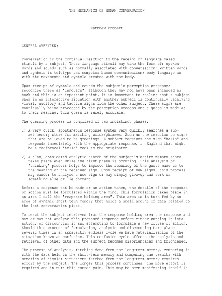 The Mechanics of Human Conversation - Matthew Probert | PDF | Parsing ...