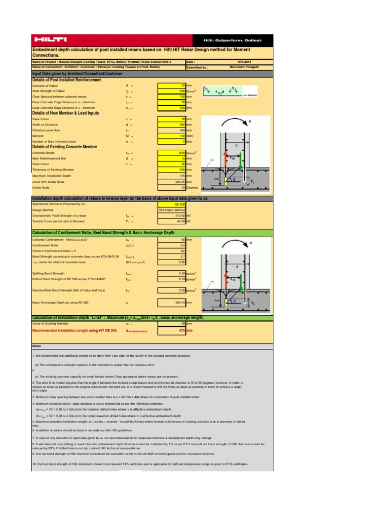 Hilti Rebar Embedment Depth Guide | PDF | Home & Garden | Computers