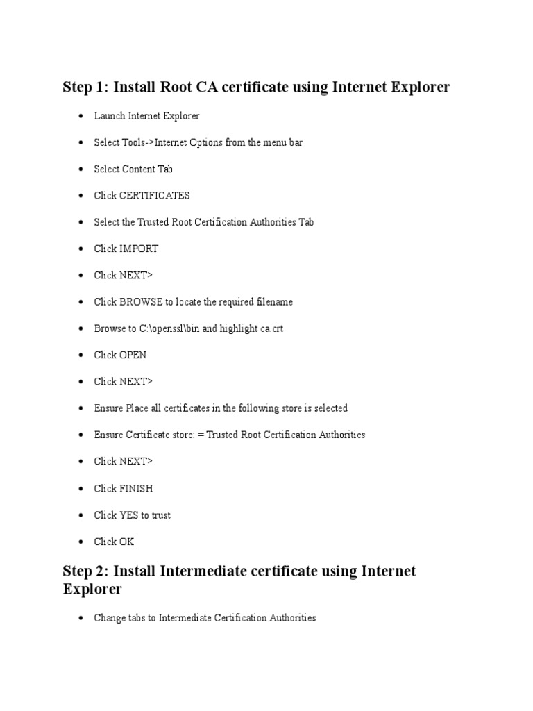 Step 1: Install Root CA Certificate Using Internet Explorer | PDF