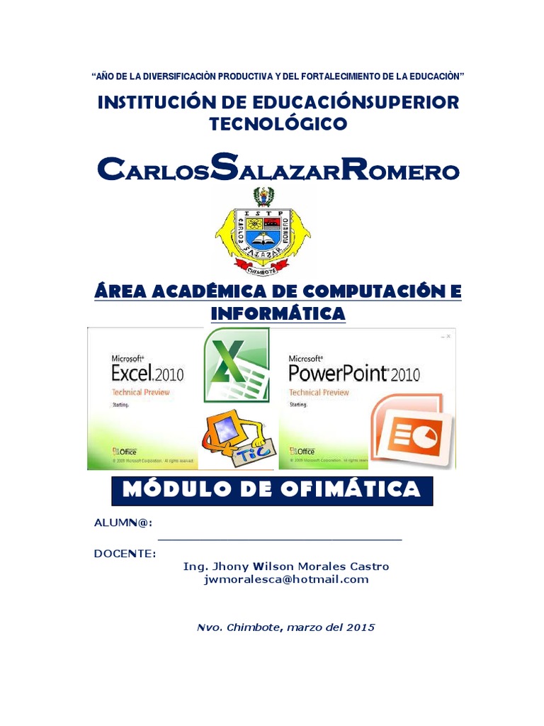 Modulo Ofimatica 2015 II-electronica | PDF | Hoja de cálculo | Microsoft Excel