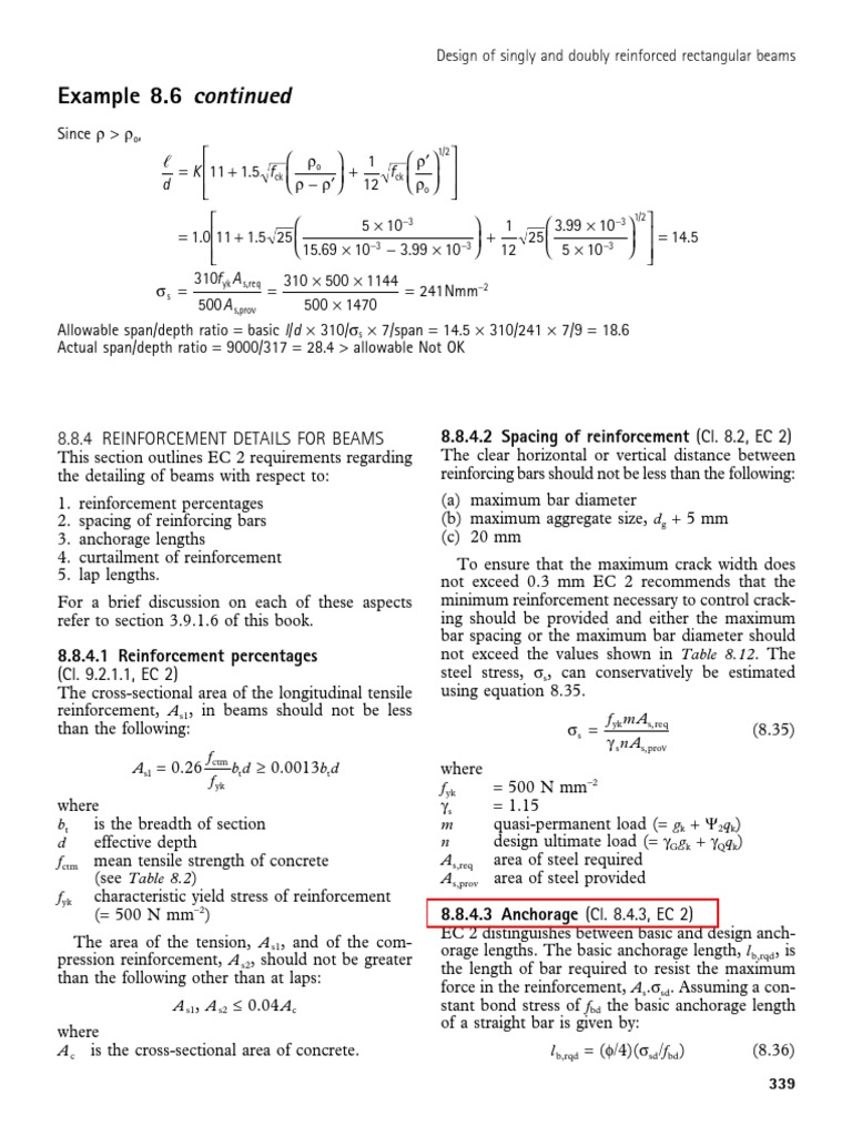 Design of Anchorage Length EC2 | PDF | Bending | Concrete