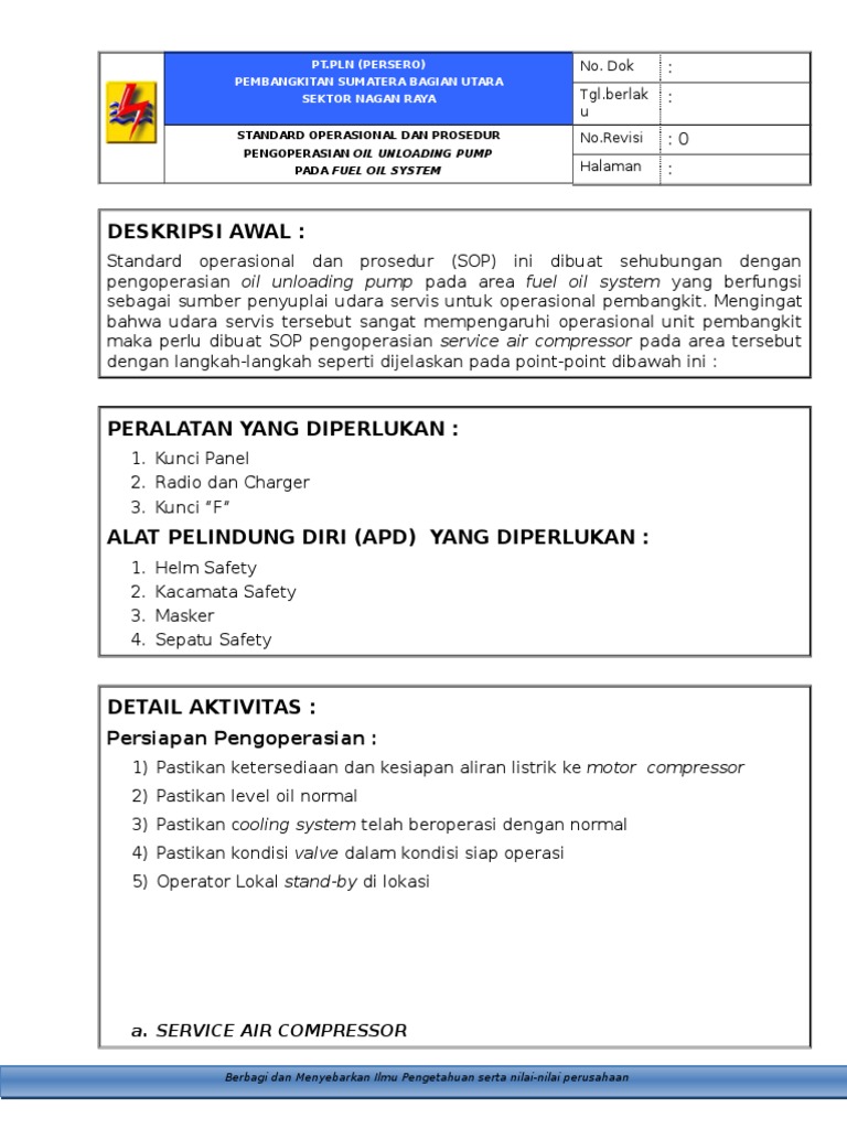 SOP Fuel Oil System | PDF