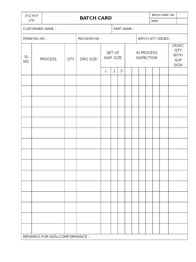 Batch Card Manufacturing Template | PDF | Computers | Technology ...