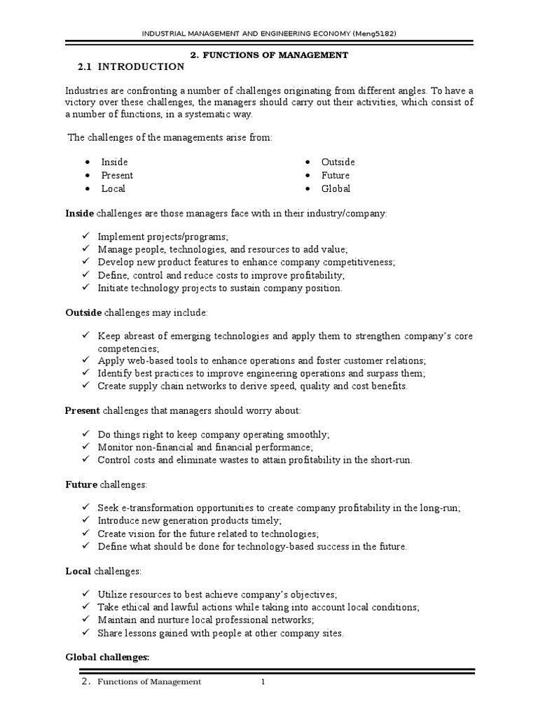 Functions of Management | PDF | Decision Making | Forecasting