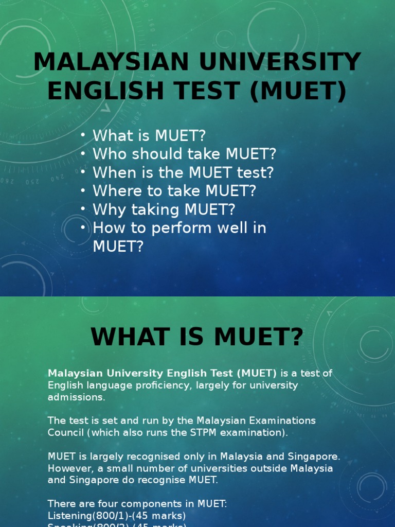 Malaysian University English Test (MUET) | PDF